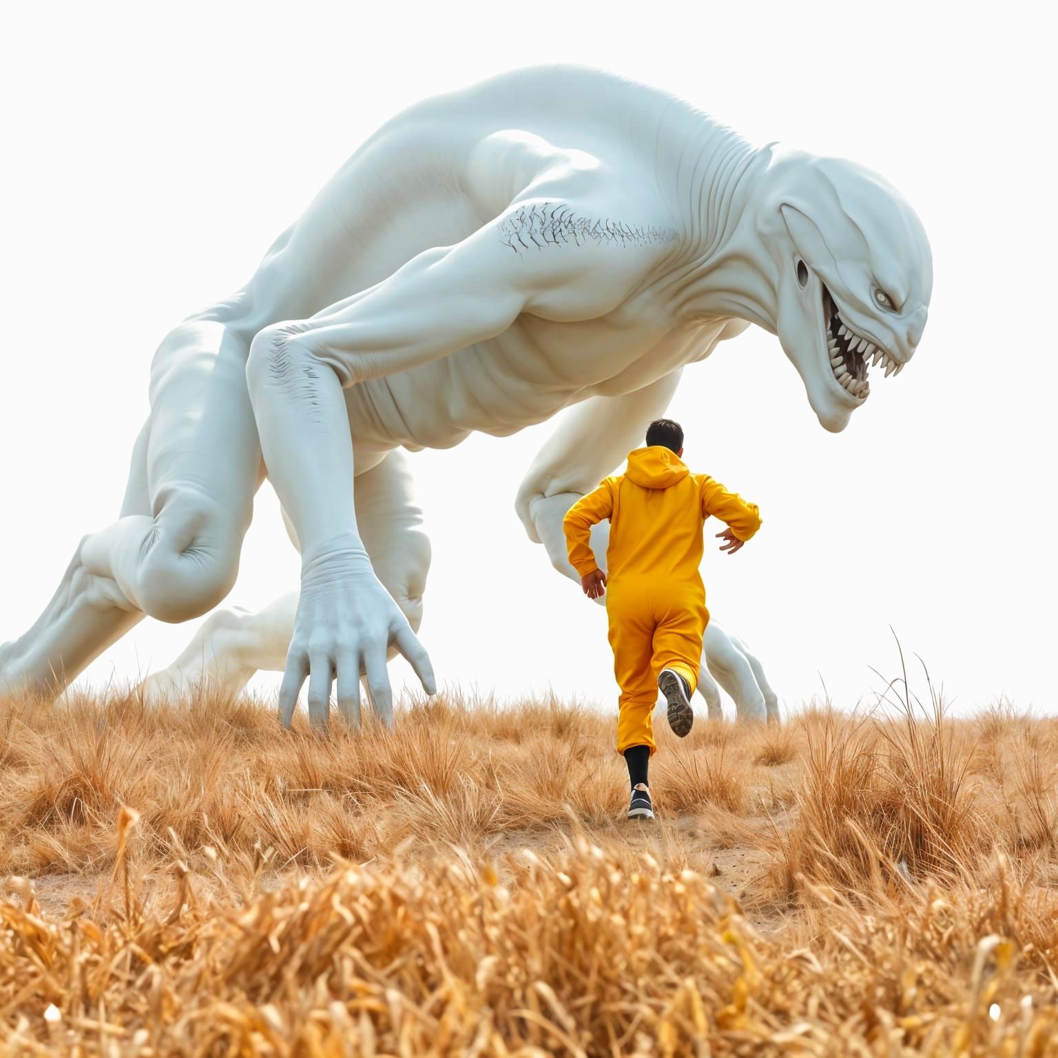 Oh...uh, wrong way - Giant, Faceless Humanoid Chases Yellow...