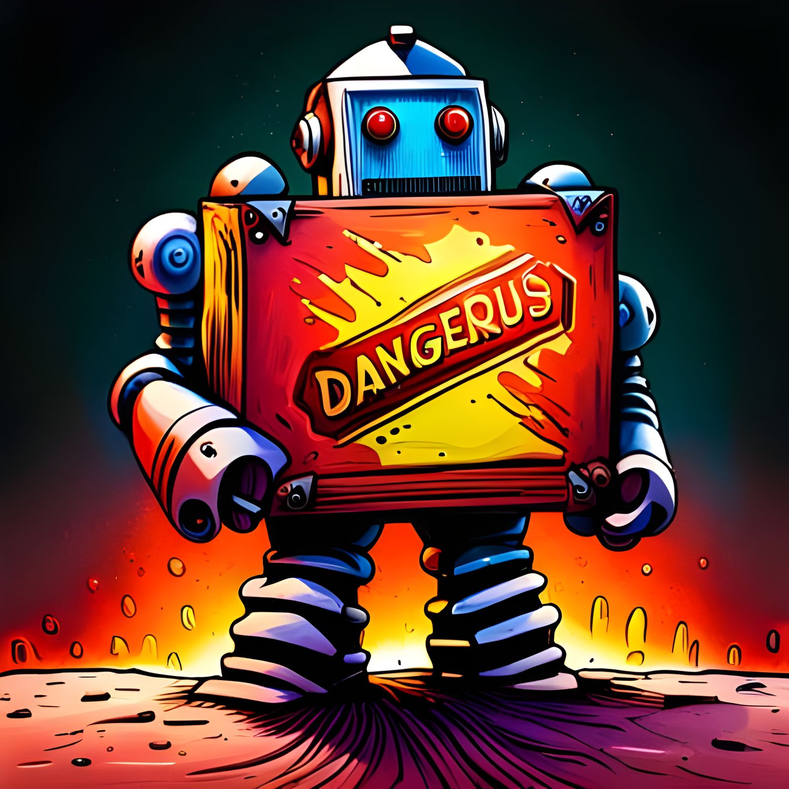 Robot sign - AI Generated Artwork - NightCafe Creator