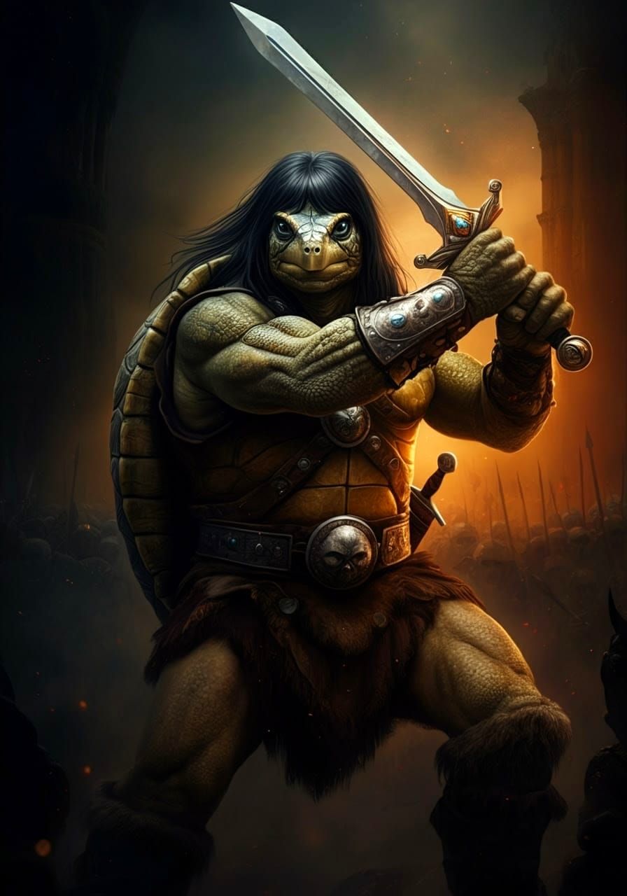 Conan the Turtlebarian - Epic Fantasy Turtle Barbarian in Da...