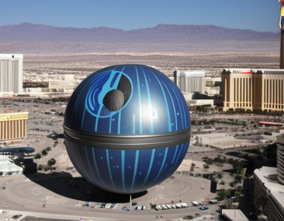 Blue Death Star MSG Sphere In Las Vegas - AI Generated Artwork ...