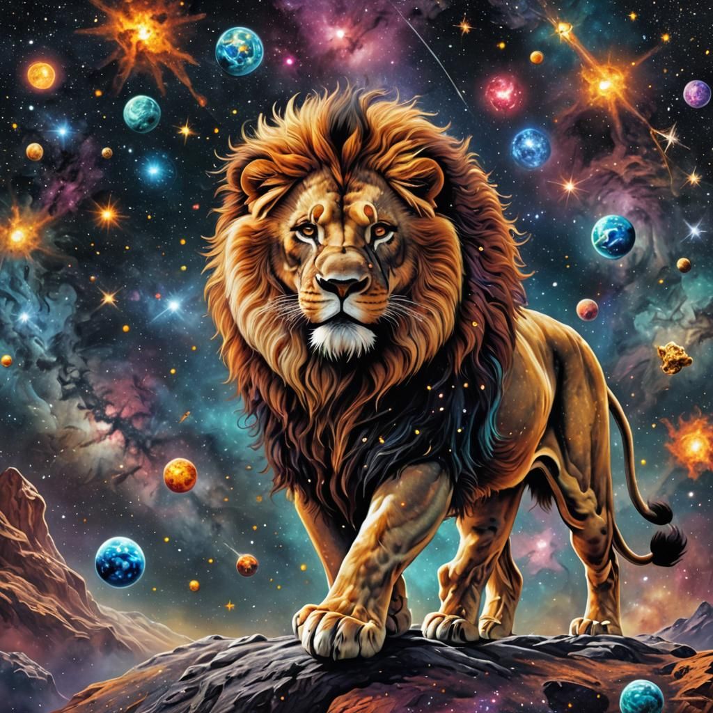 Lion in space. - AI Generated Artwork - NightCafe Creator