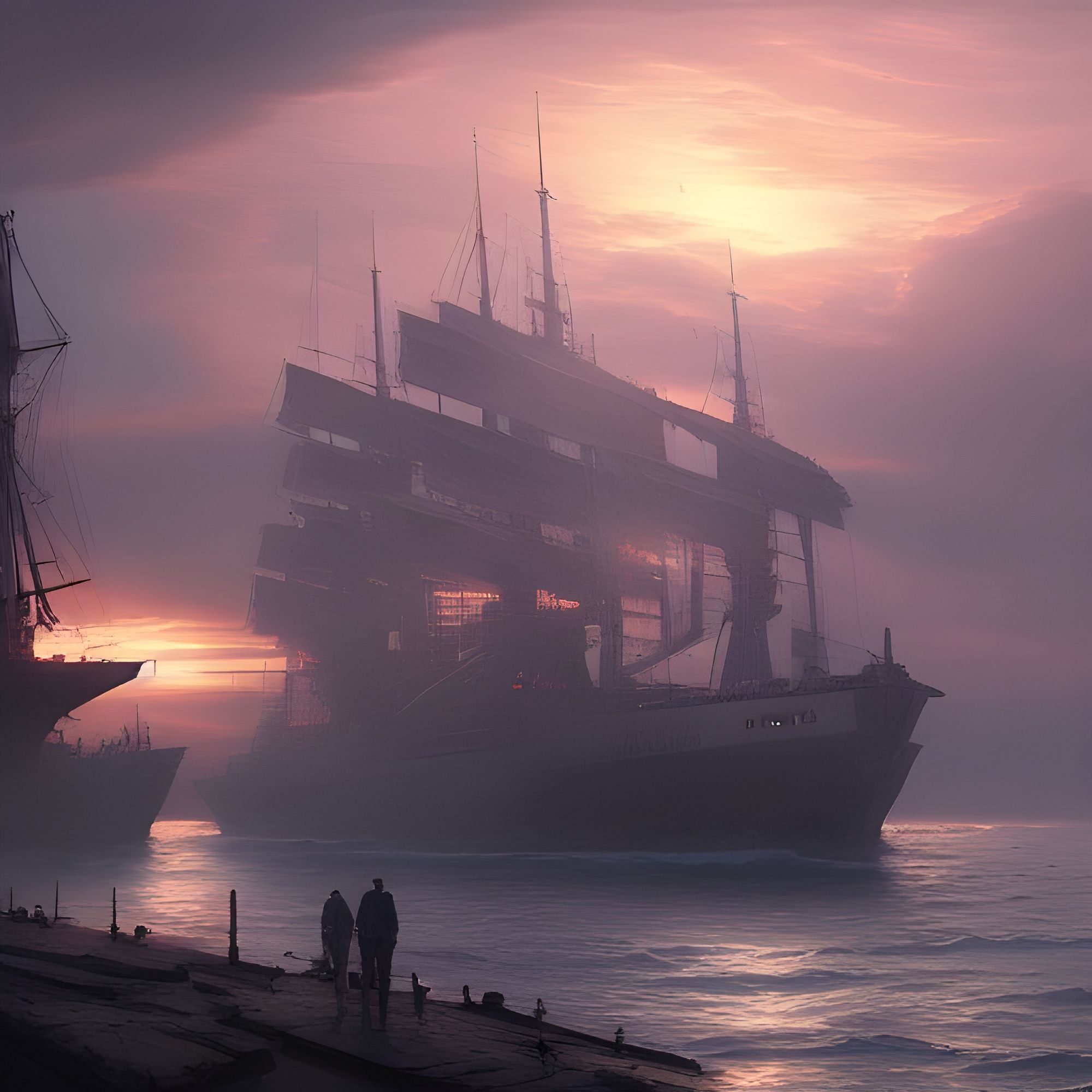 Ship Of The Line At Sunset Rnightcafe