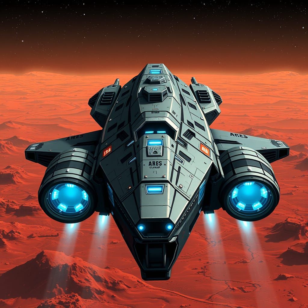 Retro-Futuristic Spacecraft ARES Explores the Mart... - AI Art