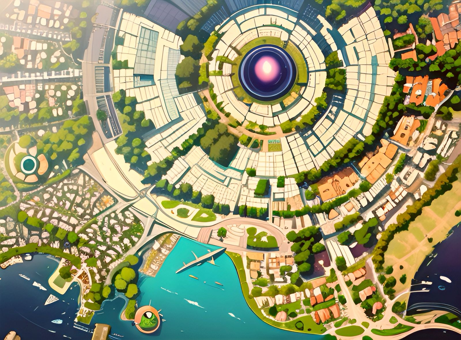 Dyson Sphere Interior City Discs - AI Generated Artwork - NightCafe Creator