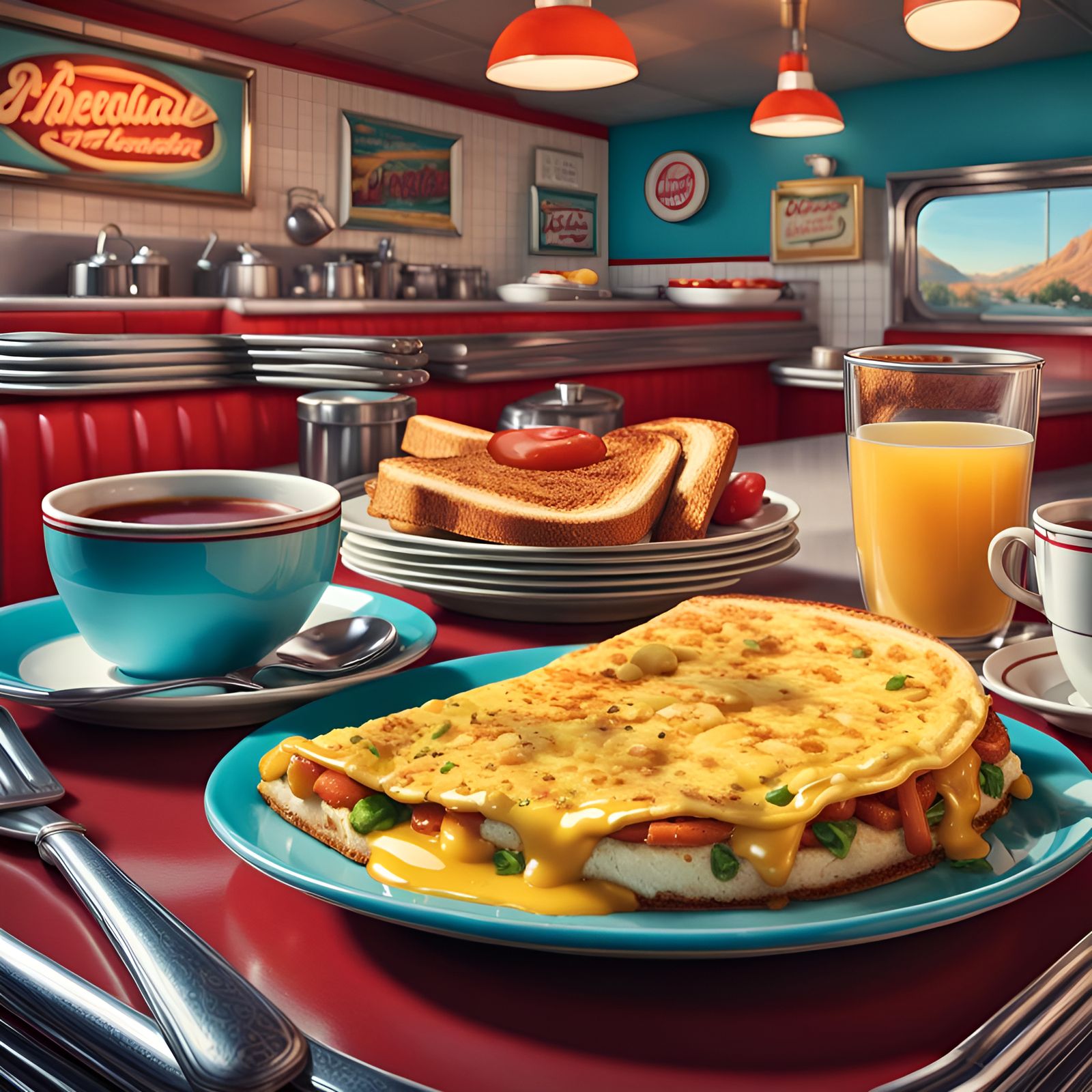 A classic breakfast consisting of a perfectly prepared omelette ...