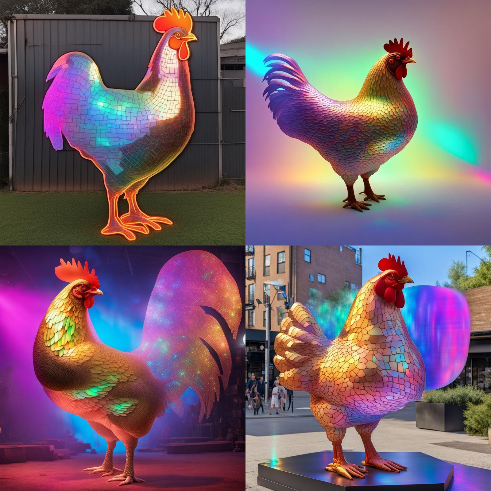 Giant Holographic chicken - AI Generated Artwork - NightCafe Creator