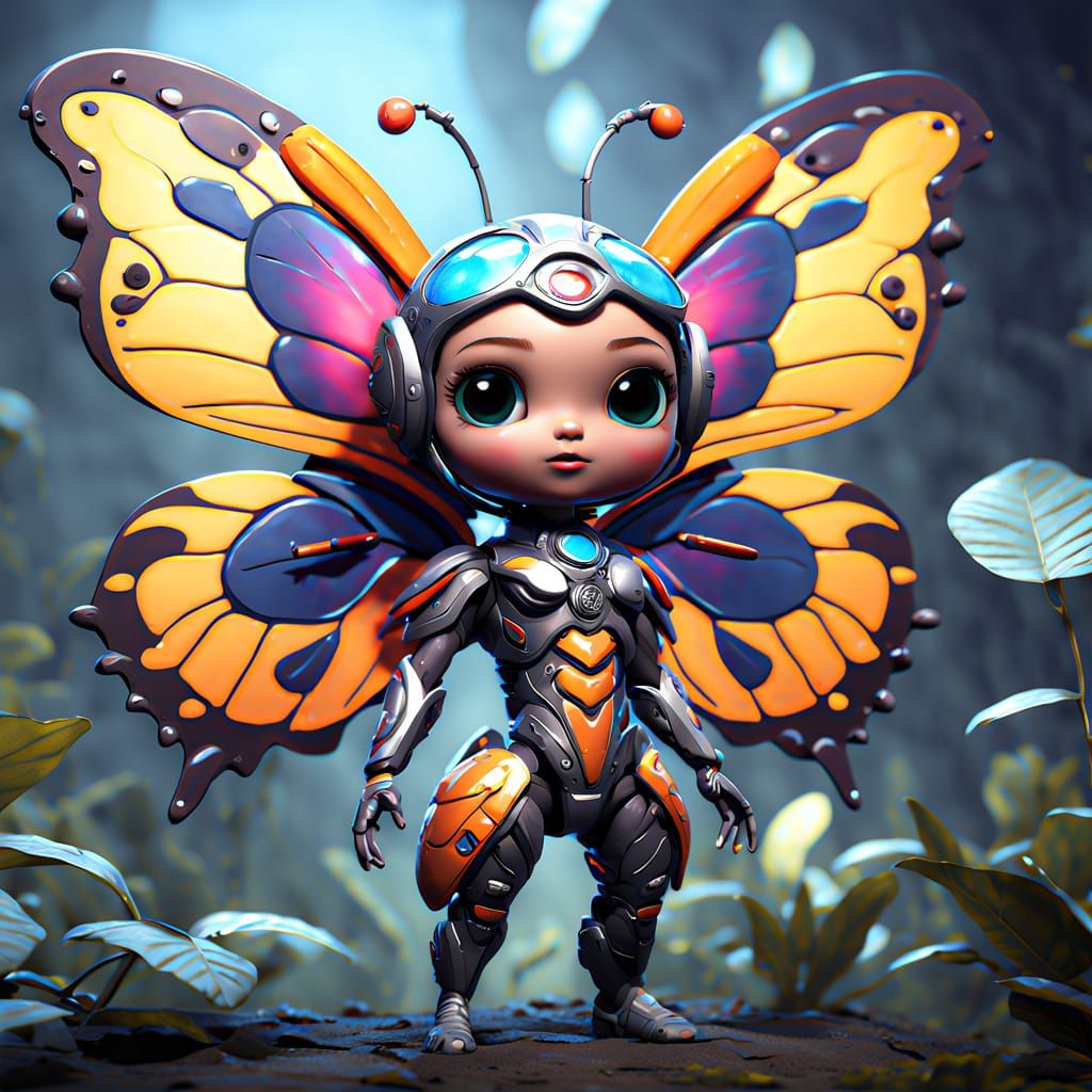 But if I fly - Delightful Futuristic Chibi Butterfly Humanoi...