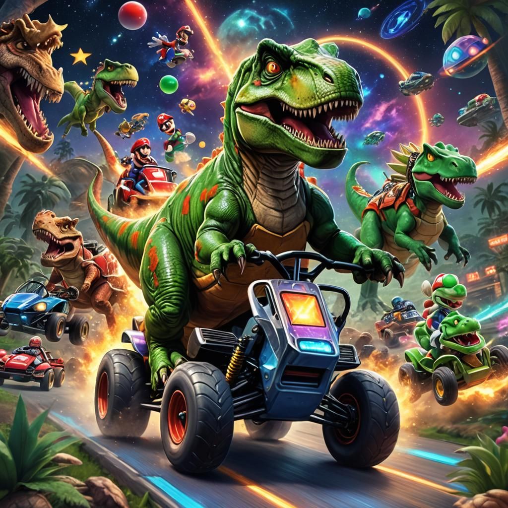 Super T-Rex cart 2 🚗🦖 - AI Generated Artwork - NightCafe Creator