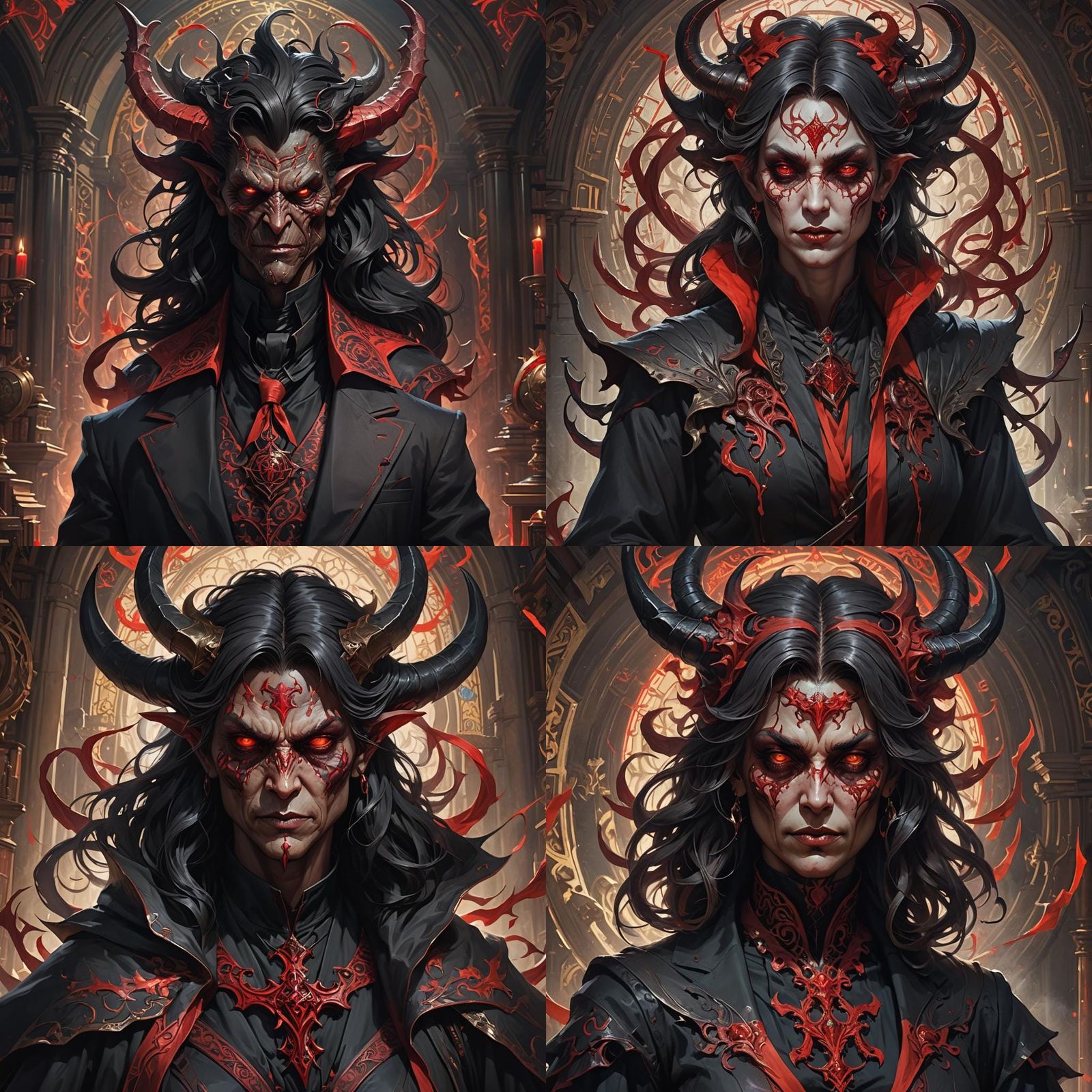 Monstrous Shadow Demon wearing black and red satanic librarian ...