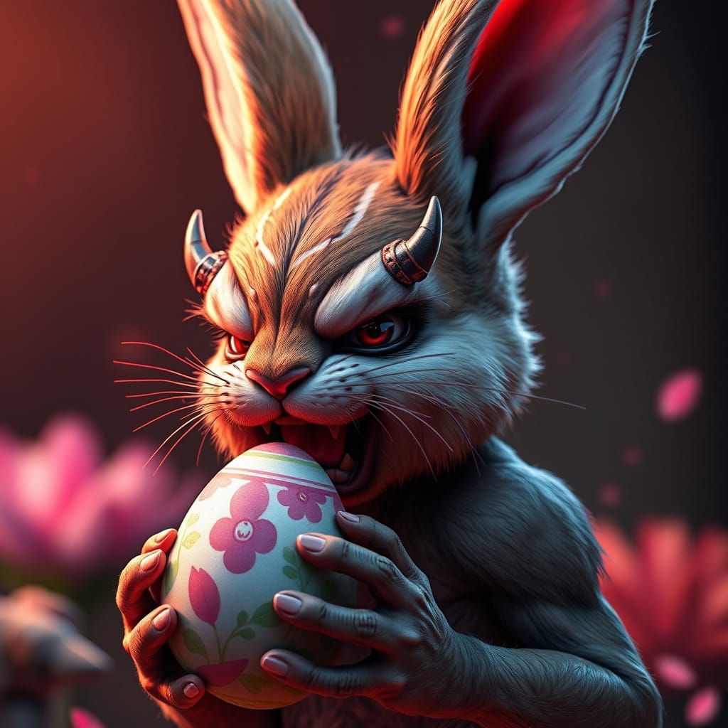 Dark Easter Bunny Concept Art with Intricate Detai... - AI Art