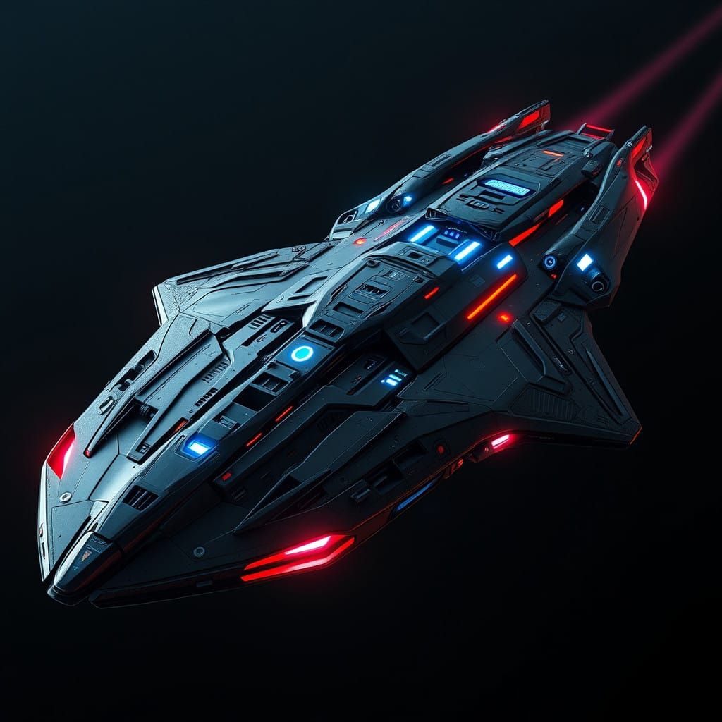 Gritty Futuristic Spaceship with Biomechanical Hor... - AI Art