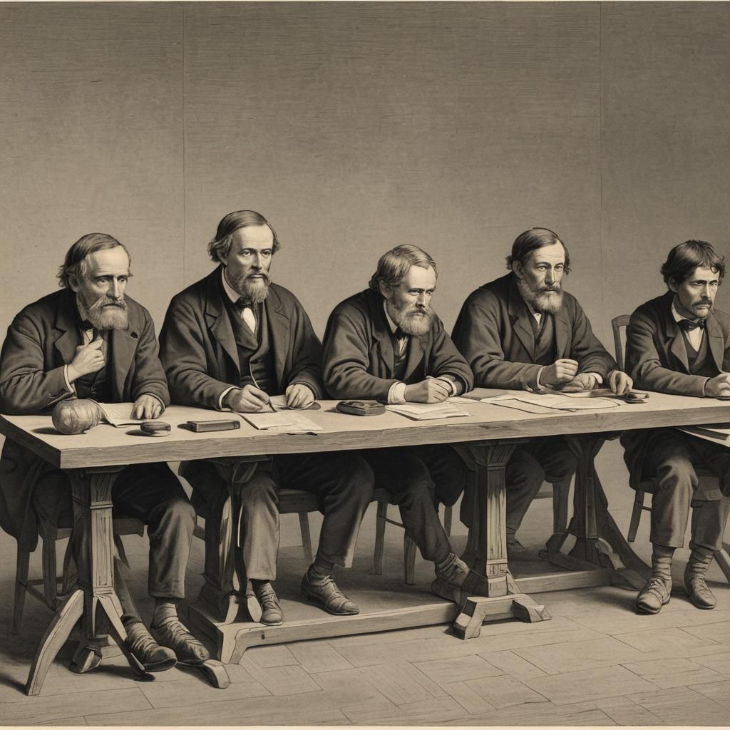 The history of people sitting on one side of a table - AI Generated ...