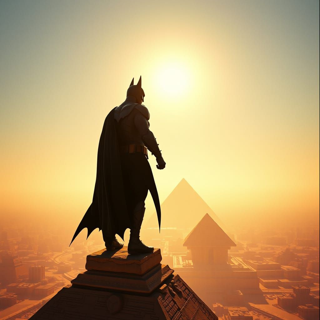 Egyptian God Batman in action - Epic Superhero God of Ancien...