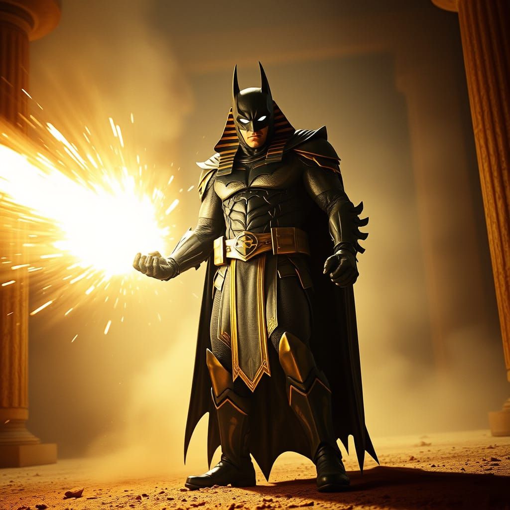 Egyptian God Batman in action - Epic Ancient Hero in Heroic ...