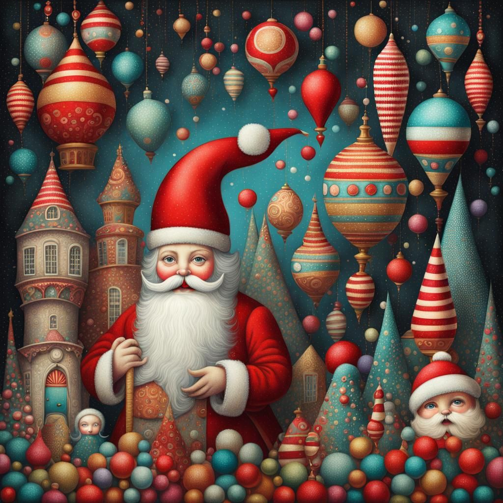 Surreal Santa Claus in Whimsical Tim Burton Style ... - AI Art