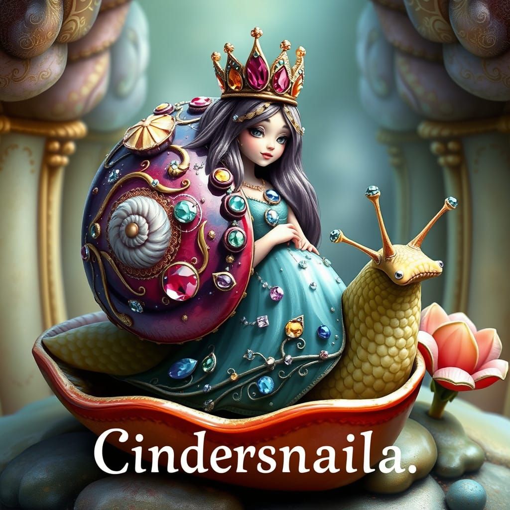 Whimsical Fantasy Snail Princess Reigns in Enamele... - AI Art