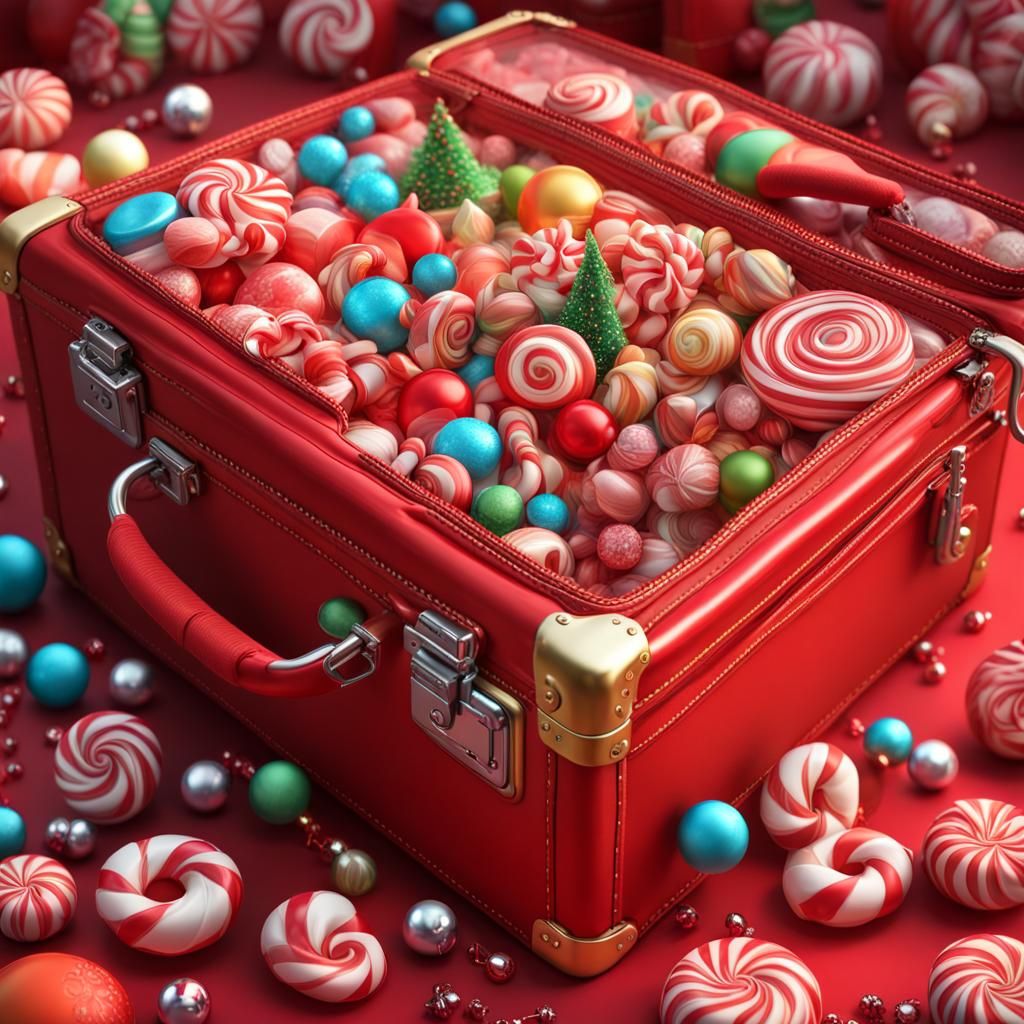 Candy in a suitcase - AI Generated Artwork - NightCafe Creator