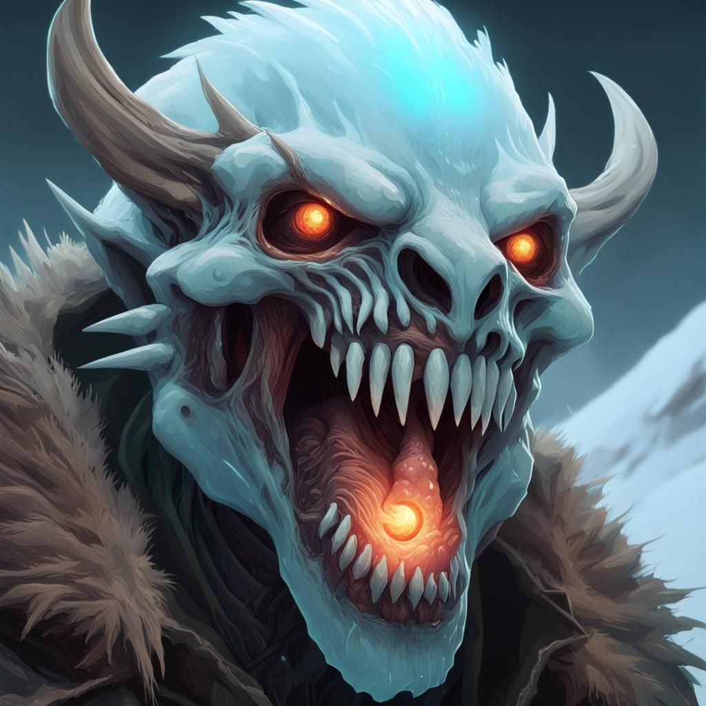 Lumbering, gaunt, humanoid creature with gaping toothy maw, empty dark ...