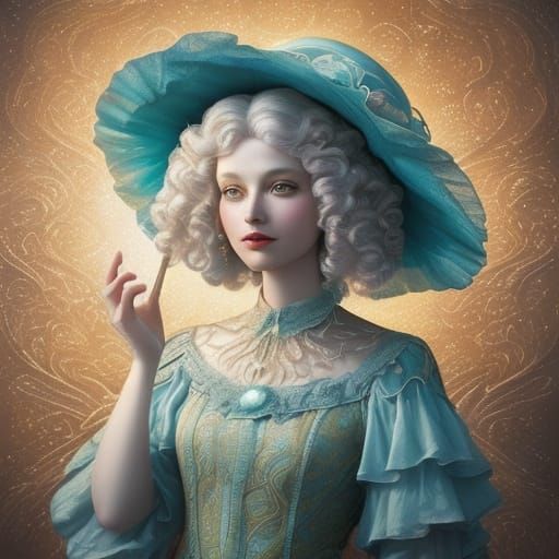 Surreal Rococo Portrait of a Pale Female Clown-Dol... - AI Art