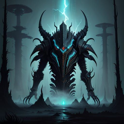 Predator-Protoss Hybrid - Alien Hybrid in Dark Biomechanical...