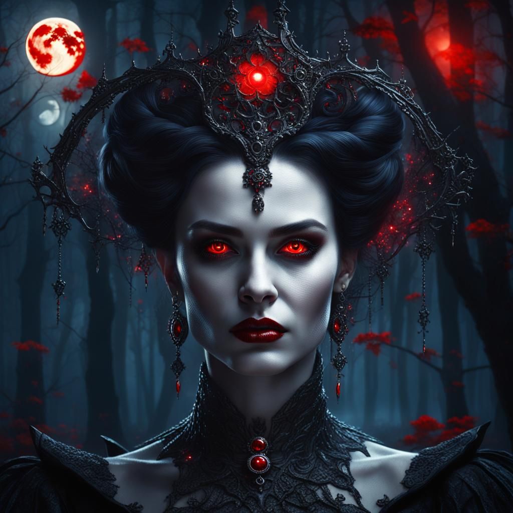Head and shoulders portrait of a majestic evil female vampire. - AI ...