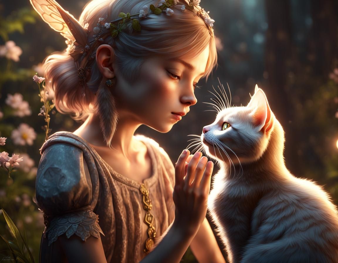 Fae & Kitten - AI Generated Artwork - NightCafe Creator