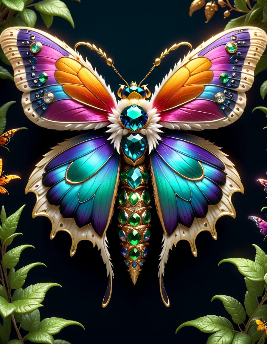 Jewled Fairy Moth - AI Generated Artwork - NightCafe Creator