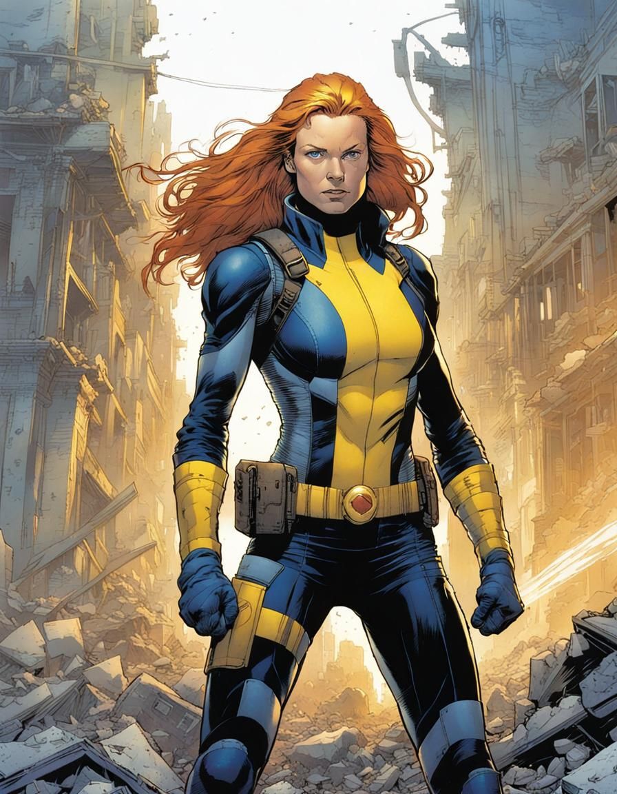 by Marc Silvestri :: waist-up portrait of one ginger female x-men ...