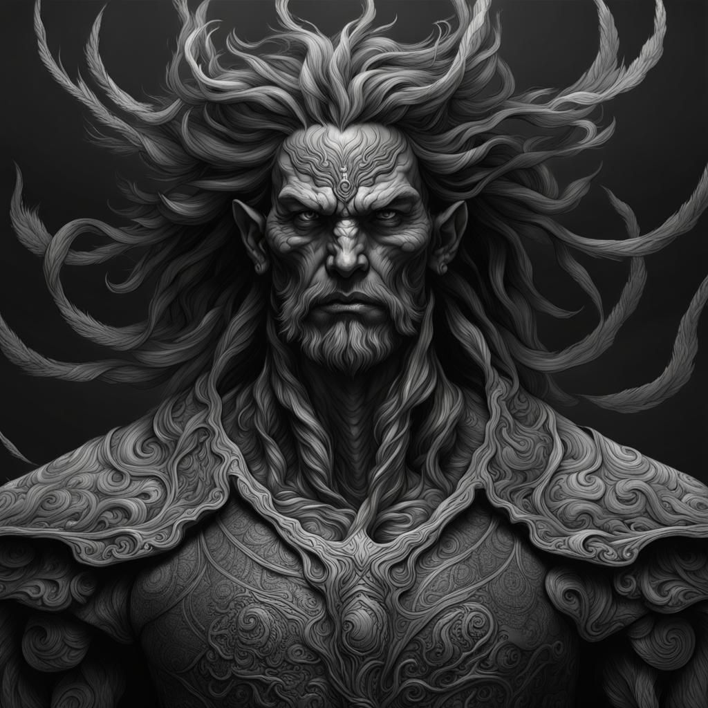 Dark, portrait, wind elemental, body made of wind, fantastic, breath of ...