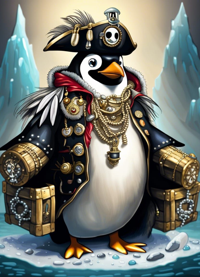 Filthy Rich Penguin Pirate - AI Generated Artwork - NightCafe Creator