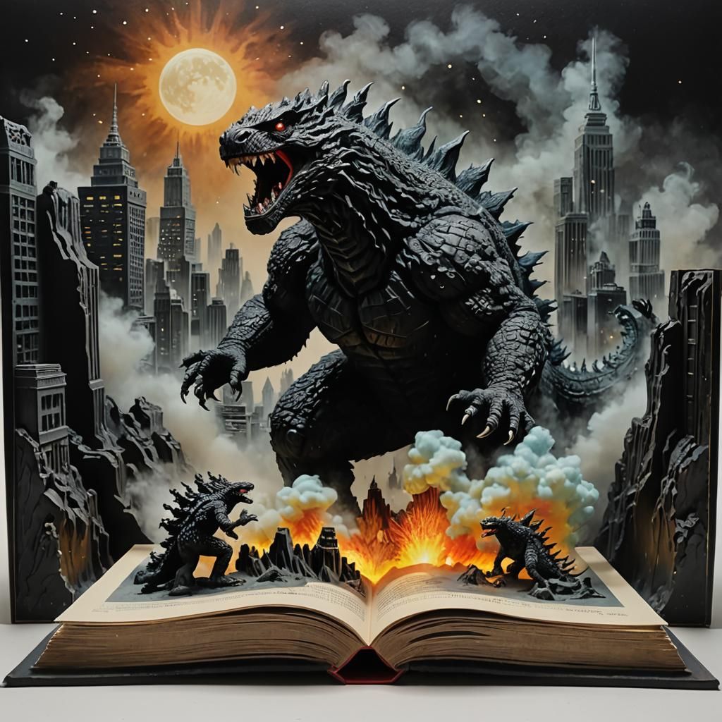 Pop-Up Book Godzilla Tokyo Attack 🗼🦖 v15 - AI Generated Artwork ...