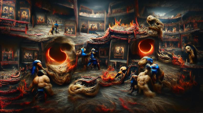 mortal kombat hell realm by leonardo da vinci oil on canvas trending on ...