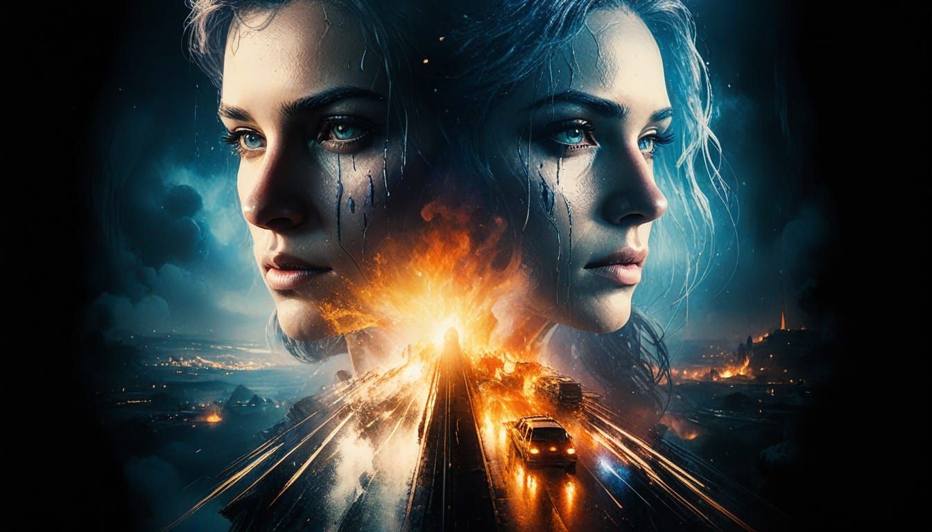 Melancholic Beauty in Dreamy Cloudscape - AI Art