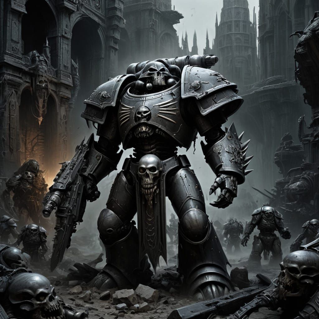 Imperium of Man Dreadnought Unleashes Fury on Chao... - AI Art