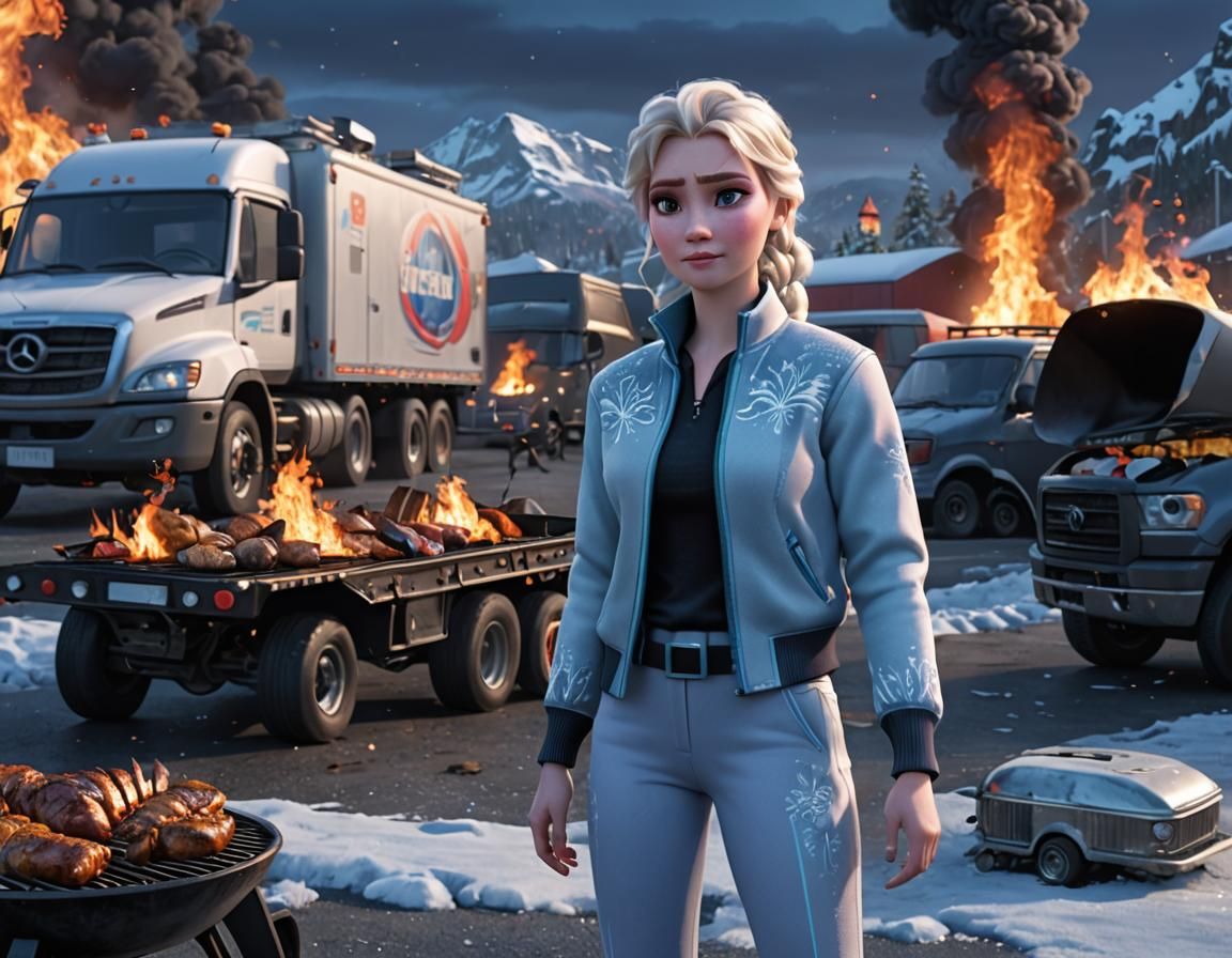 Disney's Frozen's Angry Elsa wearing pants made of reflective fabric or ...