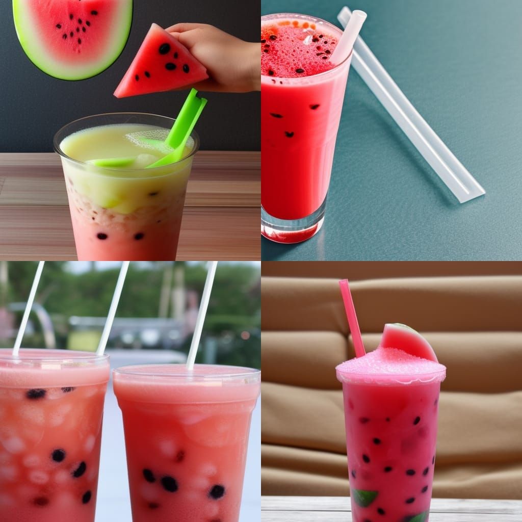 Watermelon bubble tea - AI Generated Artwork - NightCafe Creator