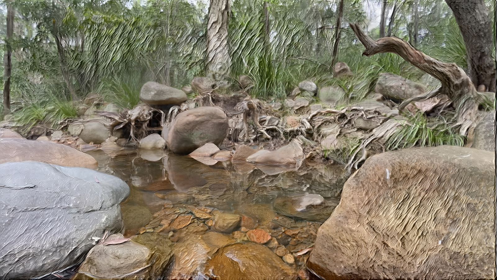 Billabong Stream Pond Forest Oil Painting - AI Generated Artwork - NightCafe Creator