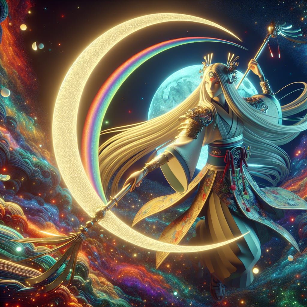 Lunar Warrior wielding Rainbow Moon Scythe. Lunar Warrior is a ...