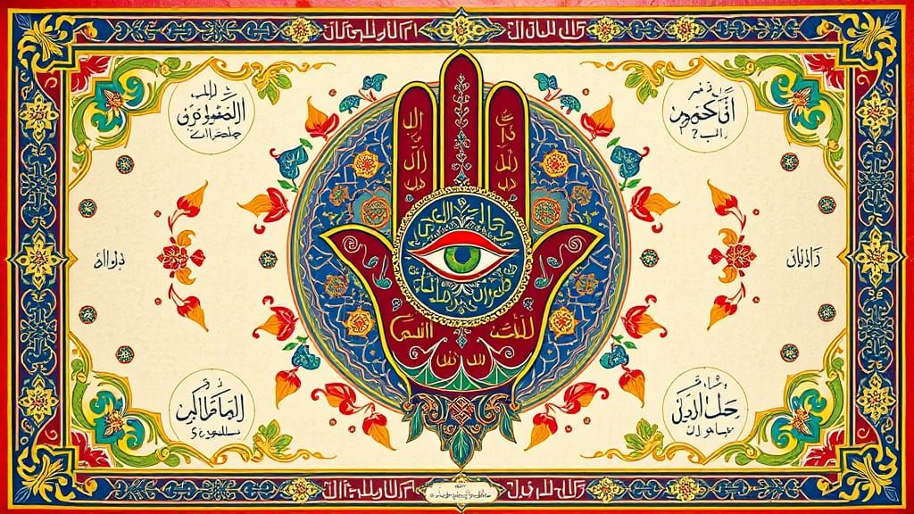 Sacred Hand Gesture Illuminated in Islamic Art - AI Art