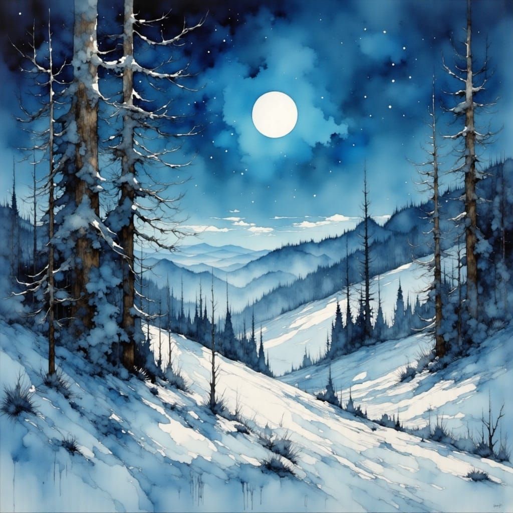 Silent Night - Silent Winter Alpine Night Scene