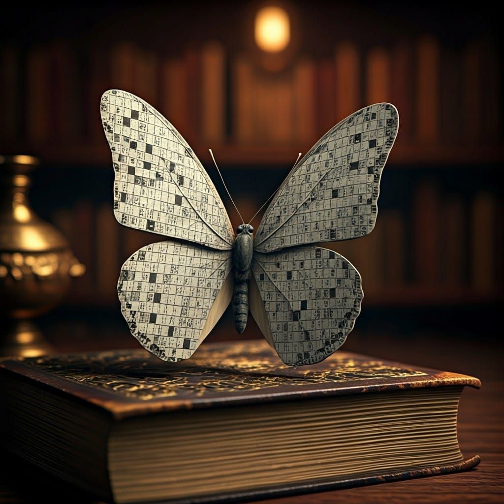 Crossword puzzle butterfly! - Whimsical Butterfly with Cross...
