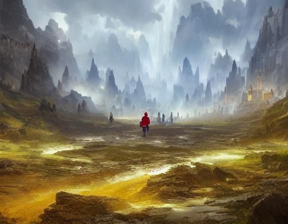 Beach scene with rocks and people walking along the sandy shores - AI ...