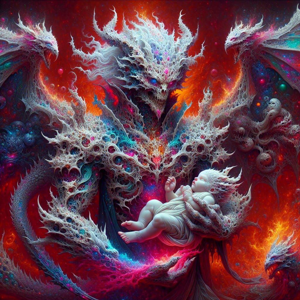 King of Hell - Sovereign of Tormented Realms in Vivid Crimso...