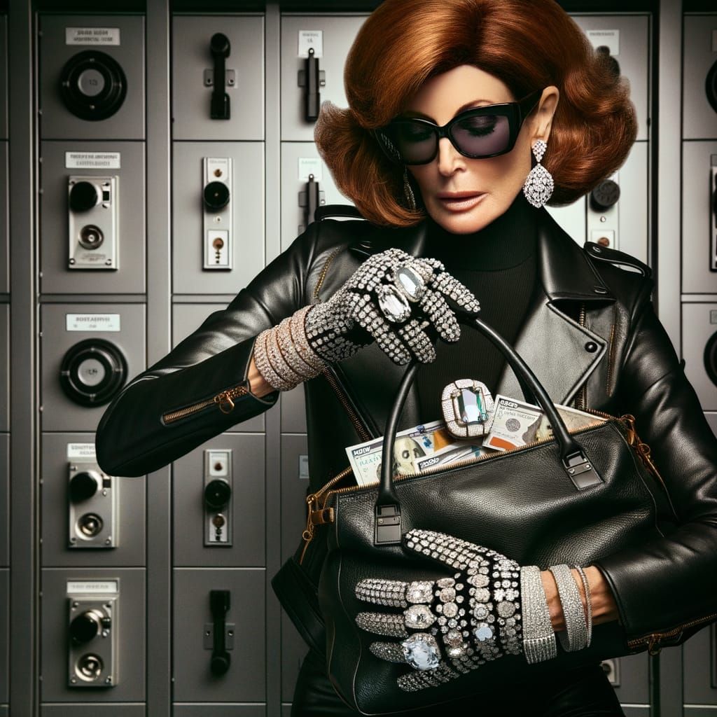 Midlife Heist: Glamorous Thief in Black Leather - AI Art