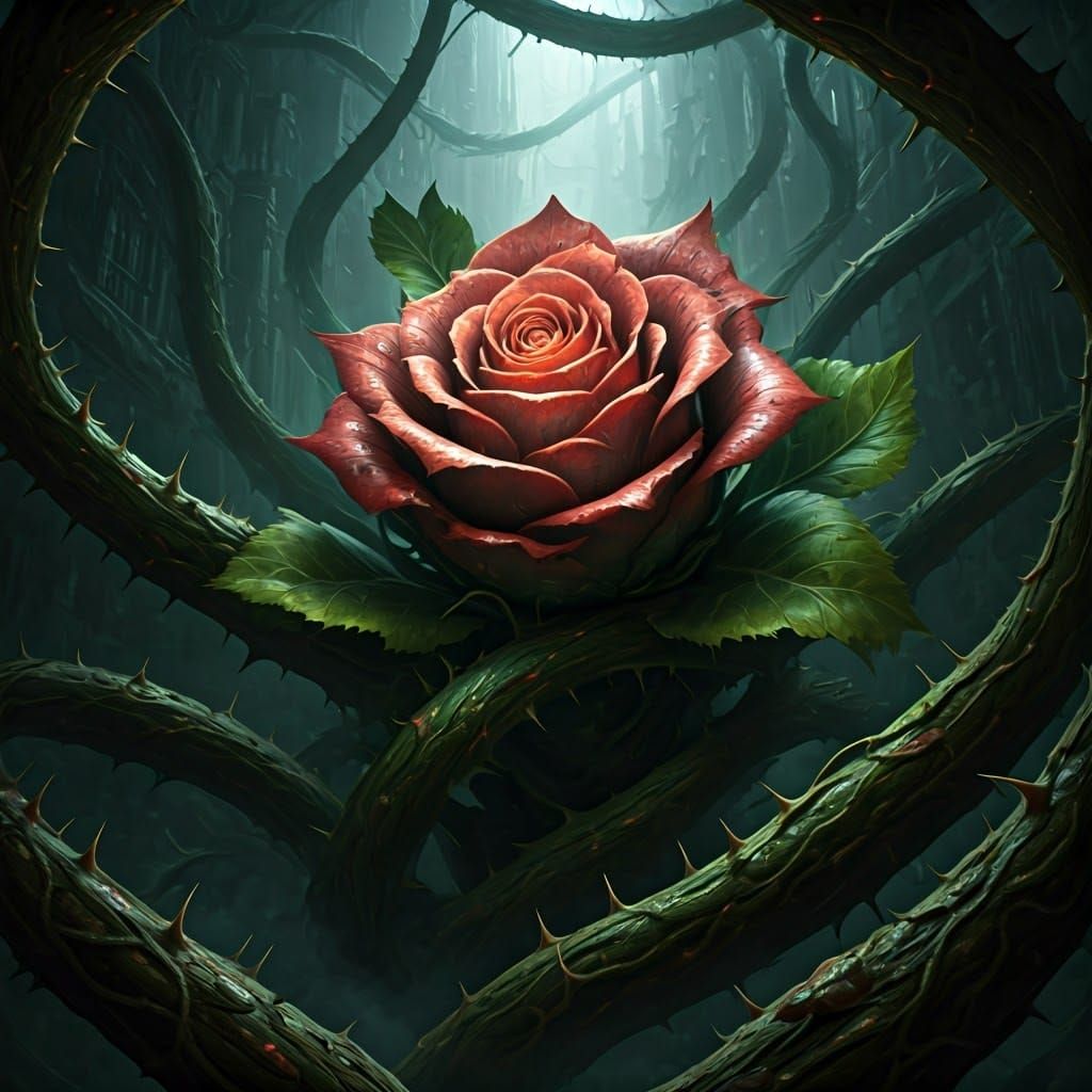 Majestic Rose-Headed Plant Monster Unveils Vines o... - AI Art