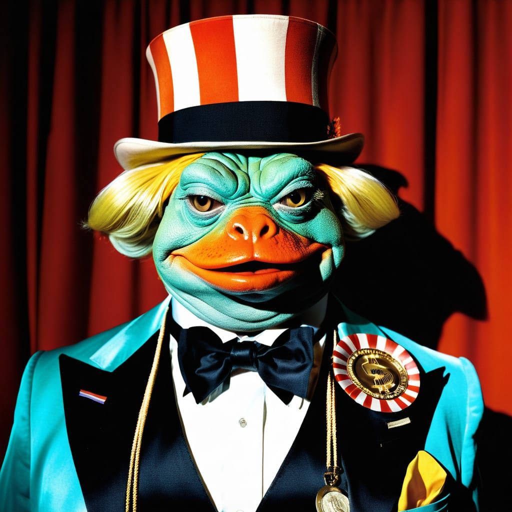 Cyberpunk Circus Ringmaster in a Gaudy Presidentia... - AI Art