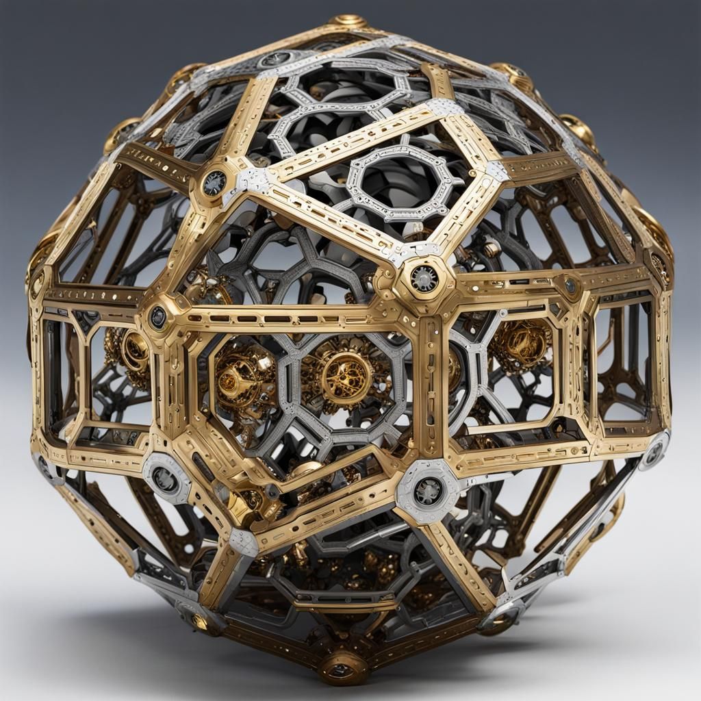 Mechanical Geometric Sphere - AI Generated Artwork - NightCafe Creator