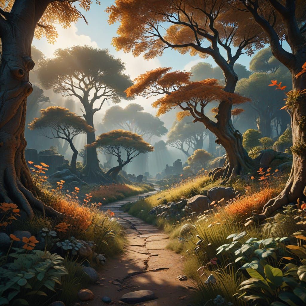 Whispers of Autumn's Demise in Vibrant Digital Wat... - AI Art