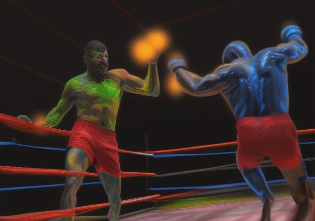 Two pro wrestlers in the ring - AI Generated Artwork - NightCafe Creator
