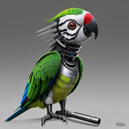Cute cyborg, partially parrot - AI Generated Artwork - NightCafe Creator